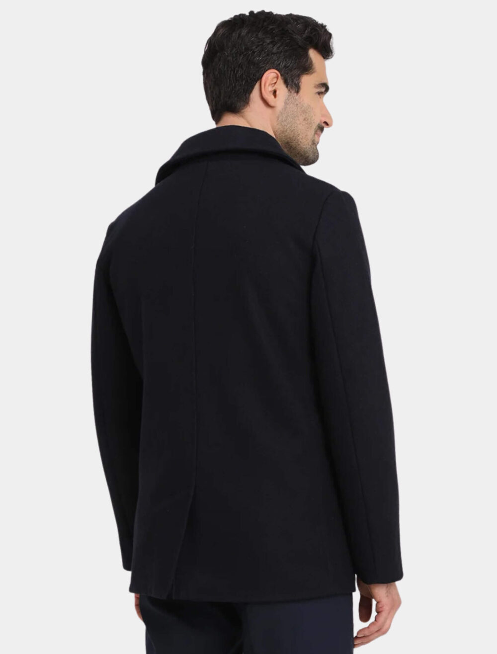 Men's Classic Black Wool Coat - Mens Leather Wear