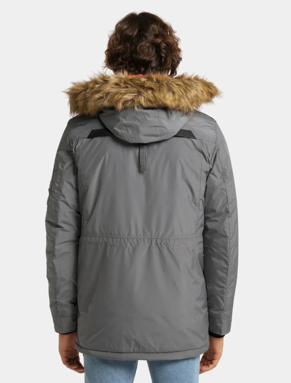 Men's Classic Grey Hooded Parka Jacket - Mens Leather Wear