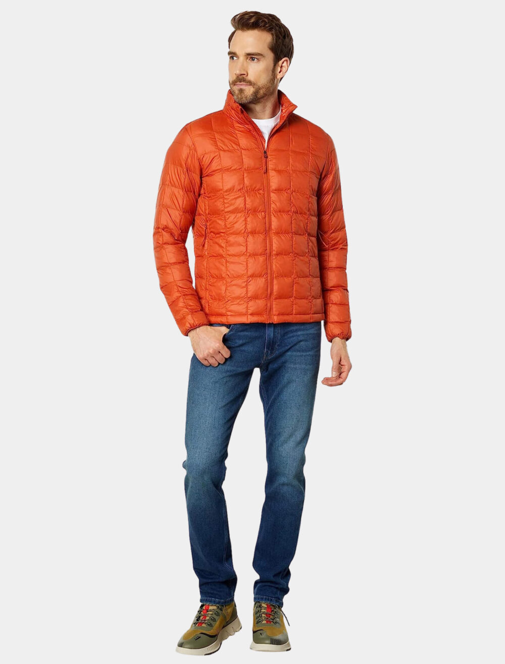 Men's Classy Orange Quilted Puffer Jacket - Mens Leather Wear